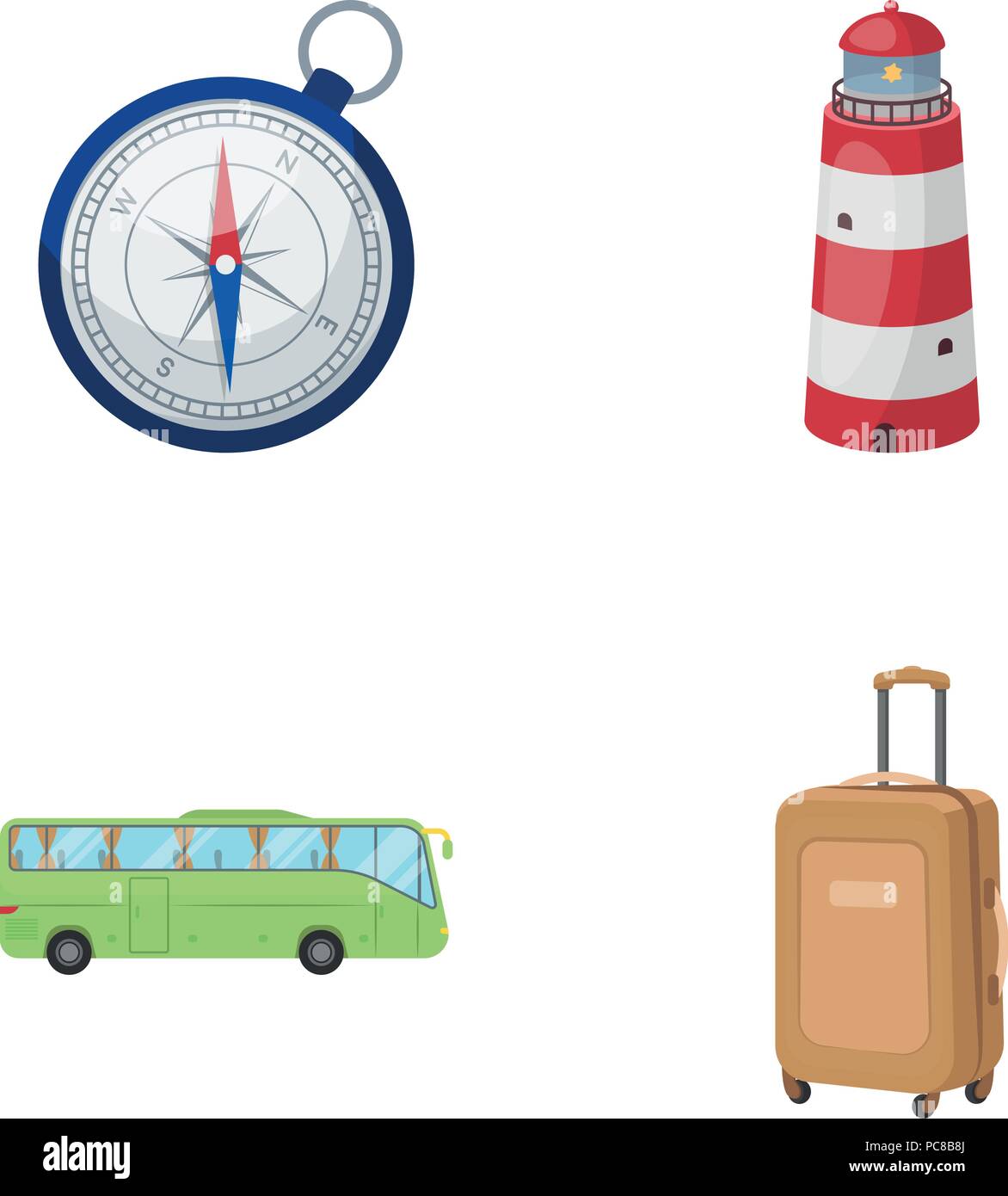 Vacation, travel, lighthouse, compass .Rest and travel set collection ...
