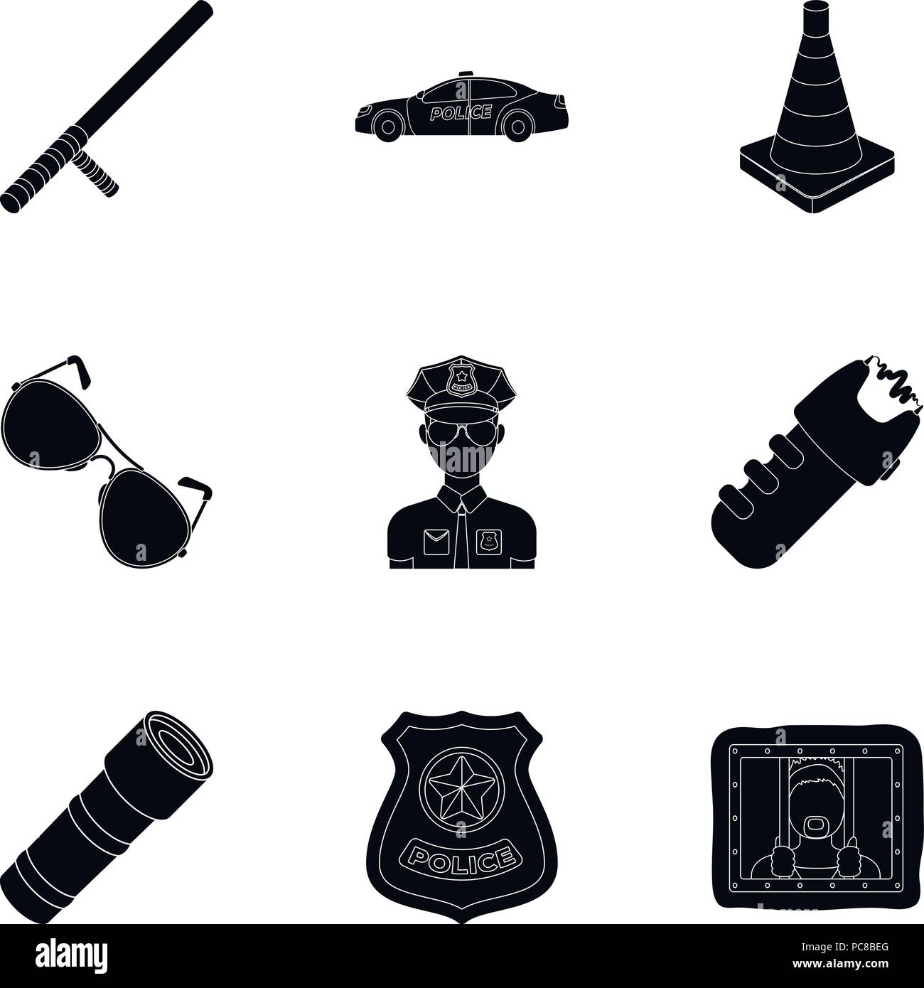 Police equipment, police, prisoners, protection of citizens.Police icon ...