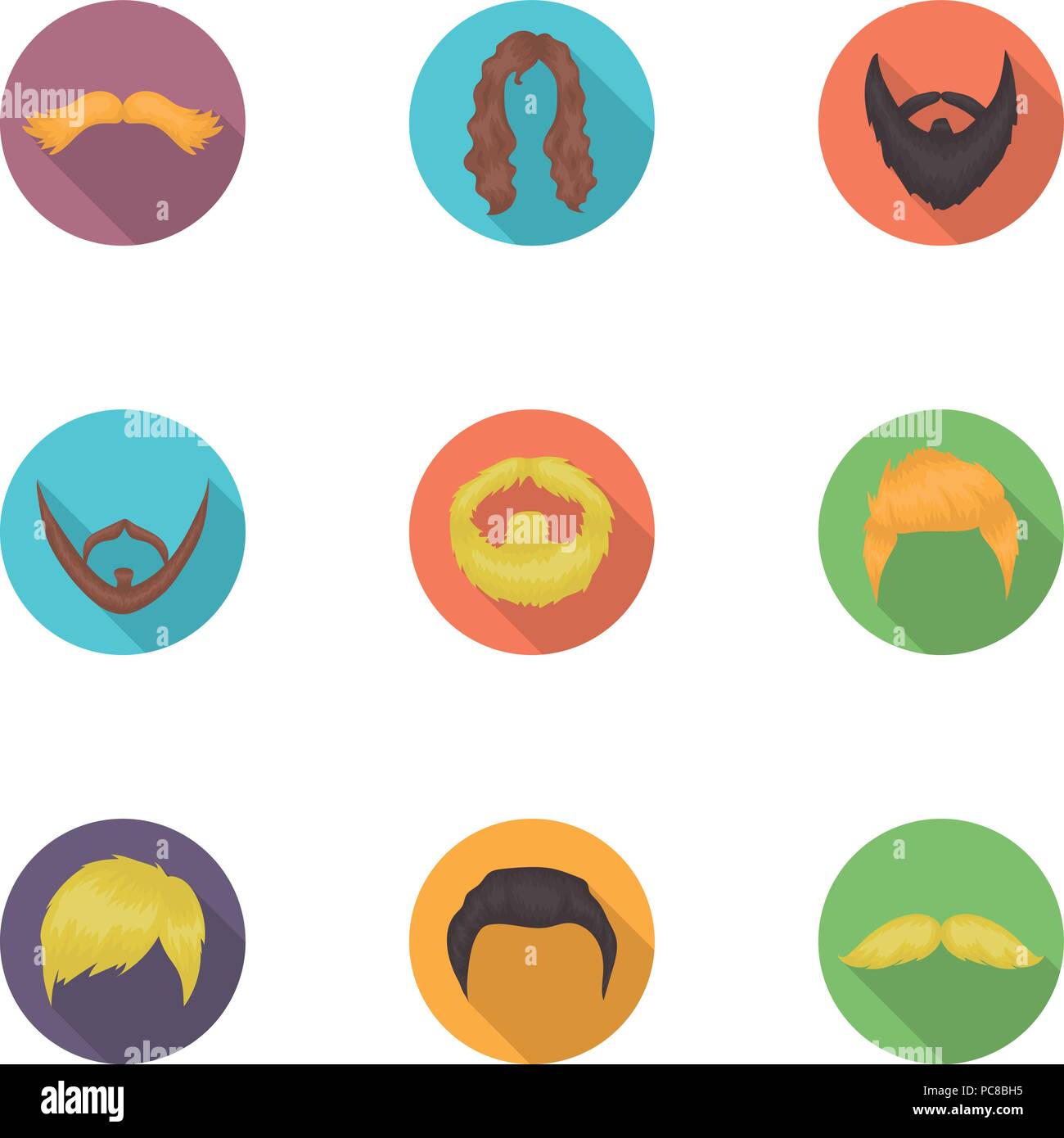 Beard set icons in flat style. Big collection of beard vector symbol ...