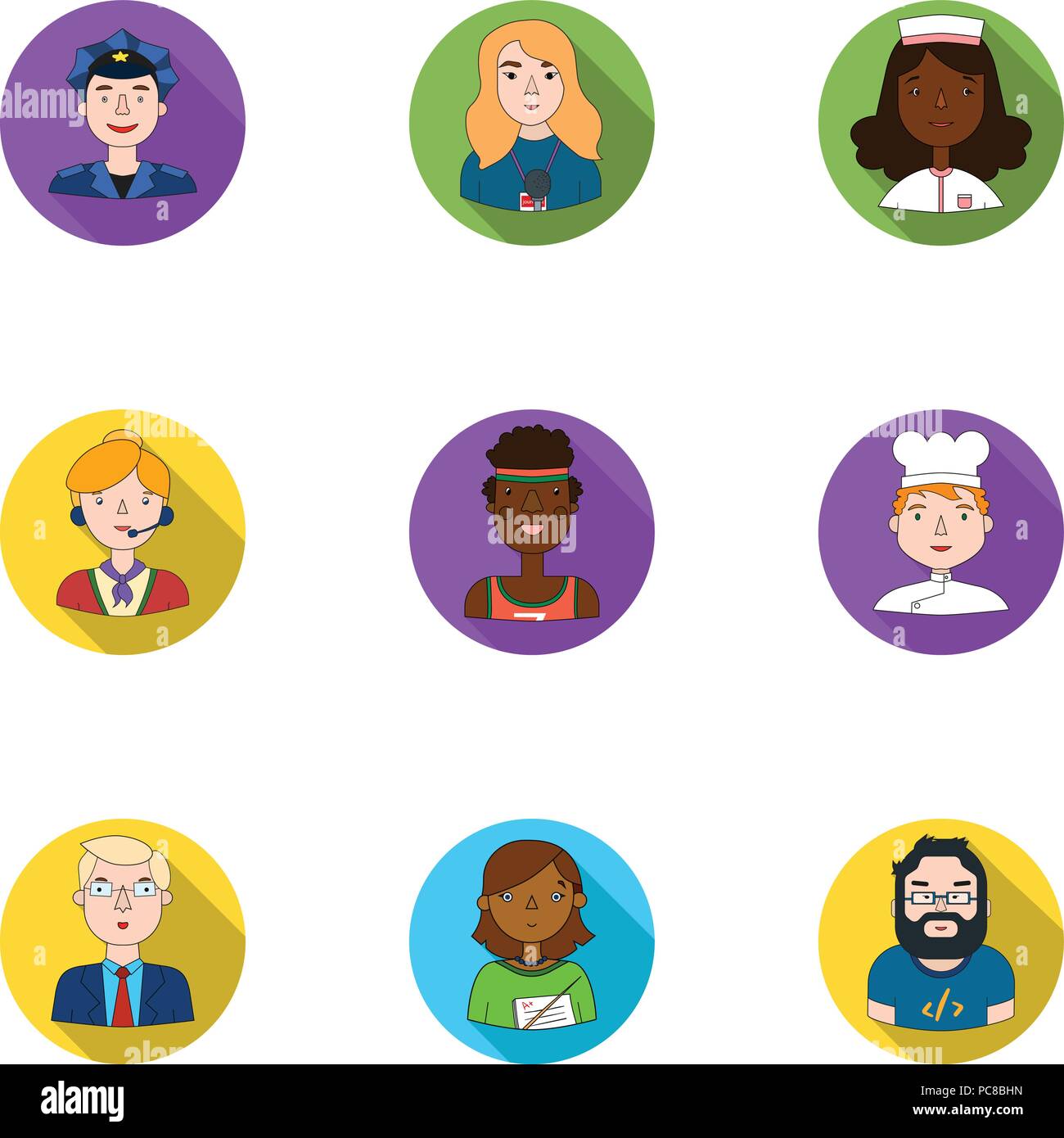 People of different profession set icons in flat design. Big collection ...