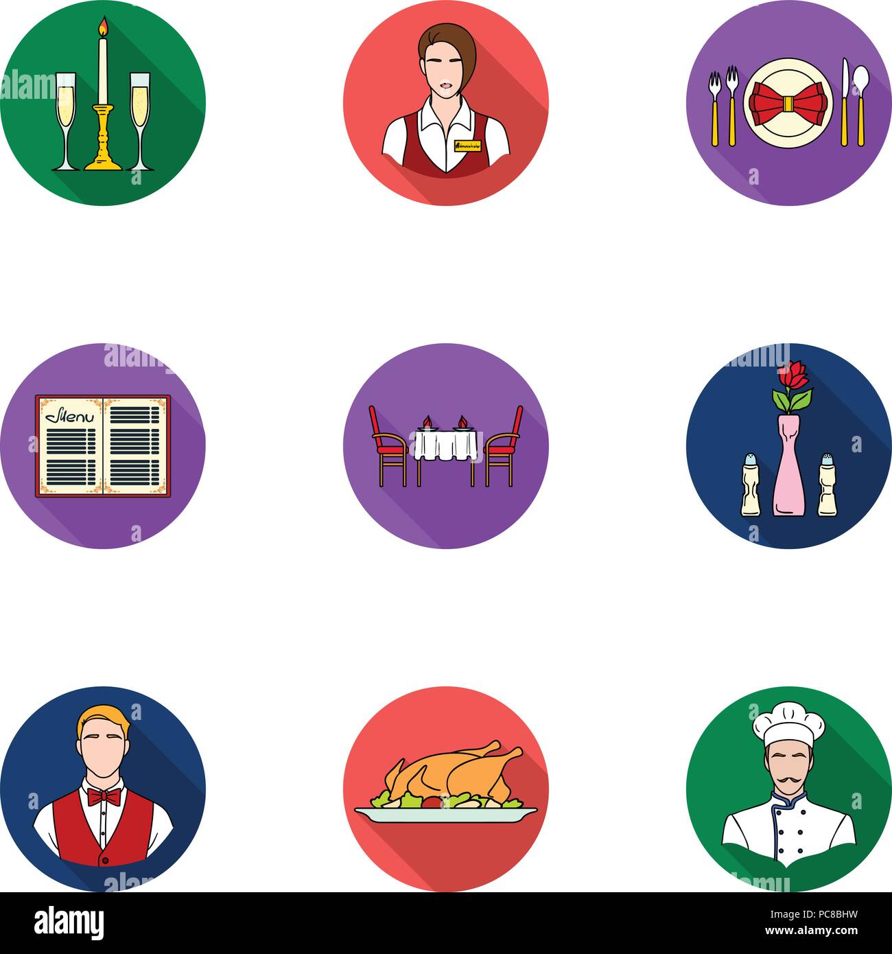 Restaurant set icons in flat design. Big collection of restaurant ...