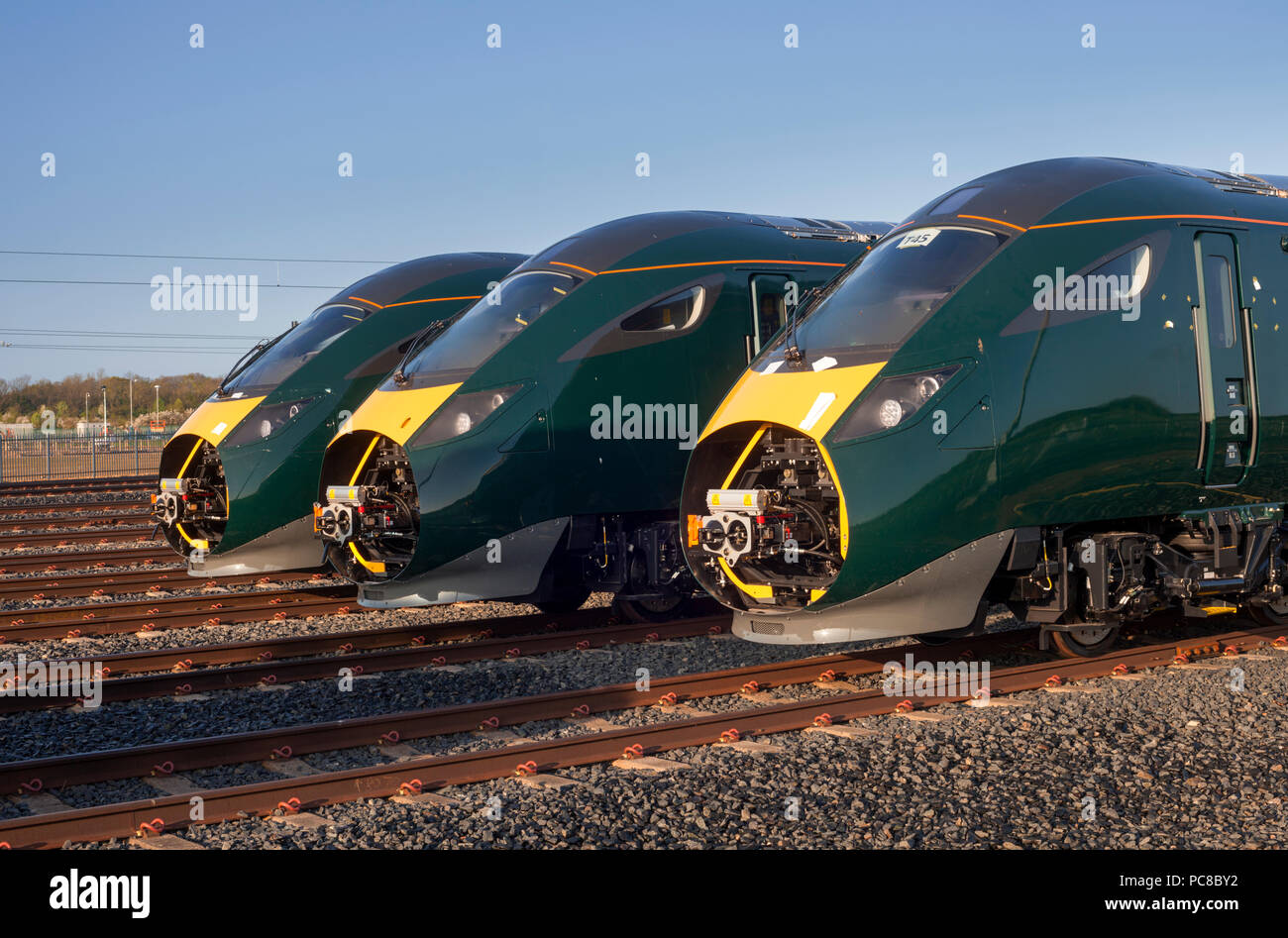 Brand new class 800's for GWR awaiting delivery at the Hitachi assembly ...
