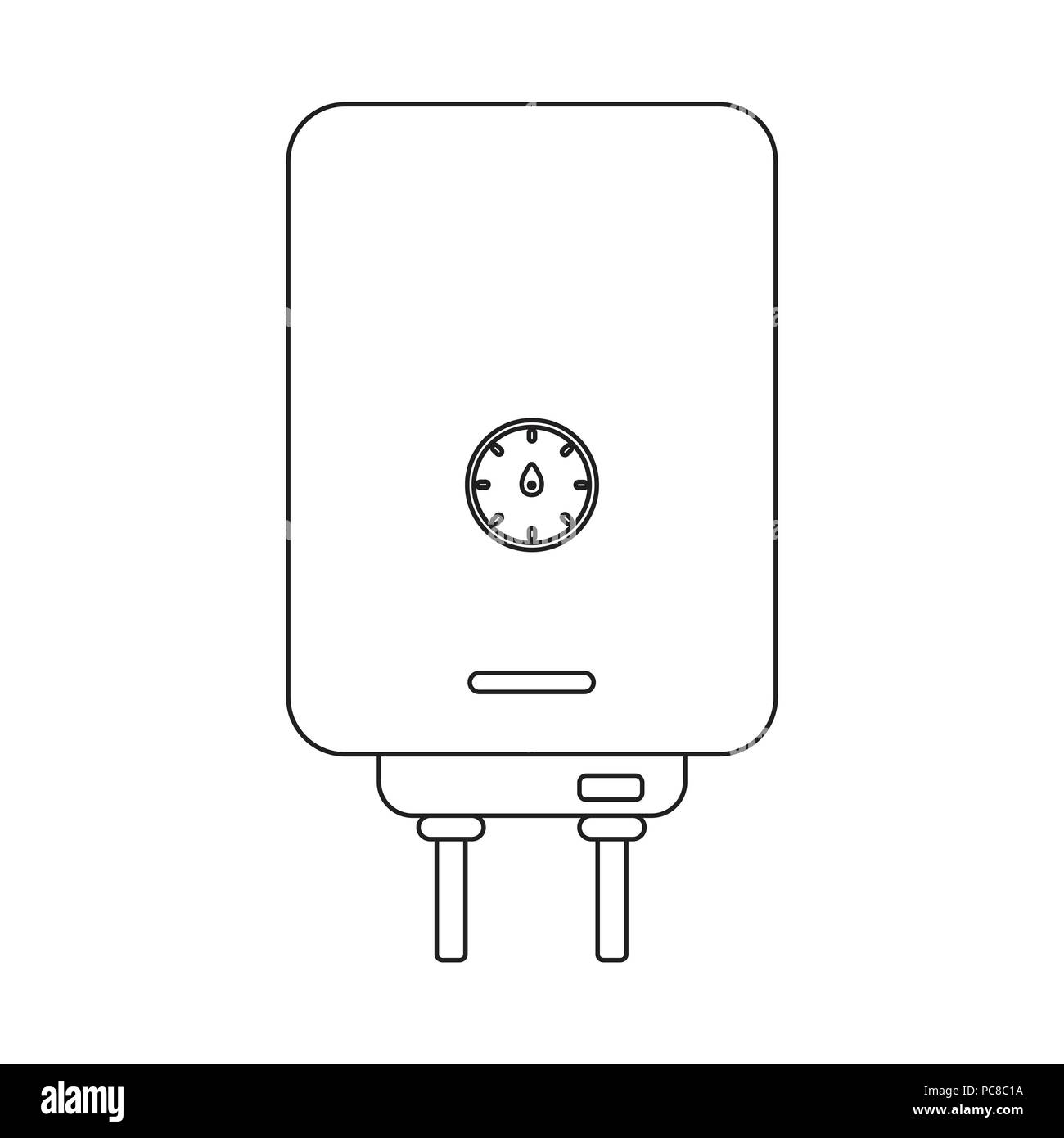 Boiler icon in outline style isolated on white background. Plumbing ...