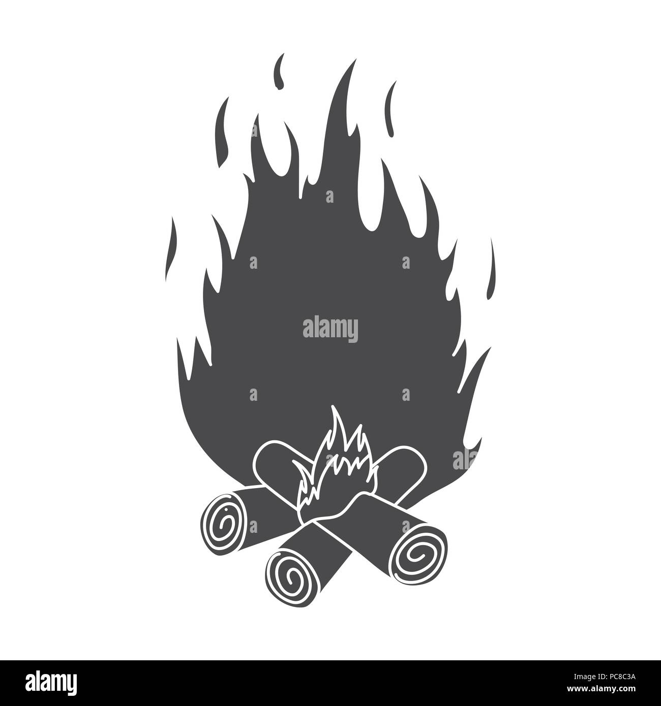 Campfire icon in black style isolated on white background. Light source ...