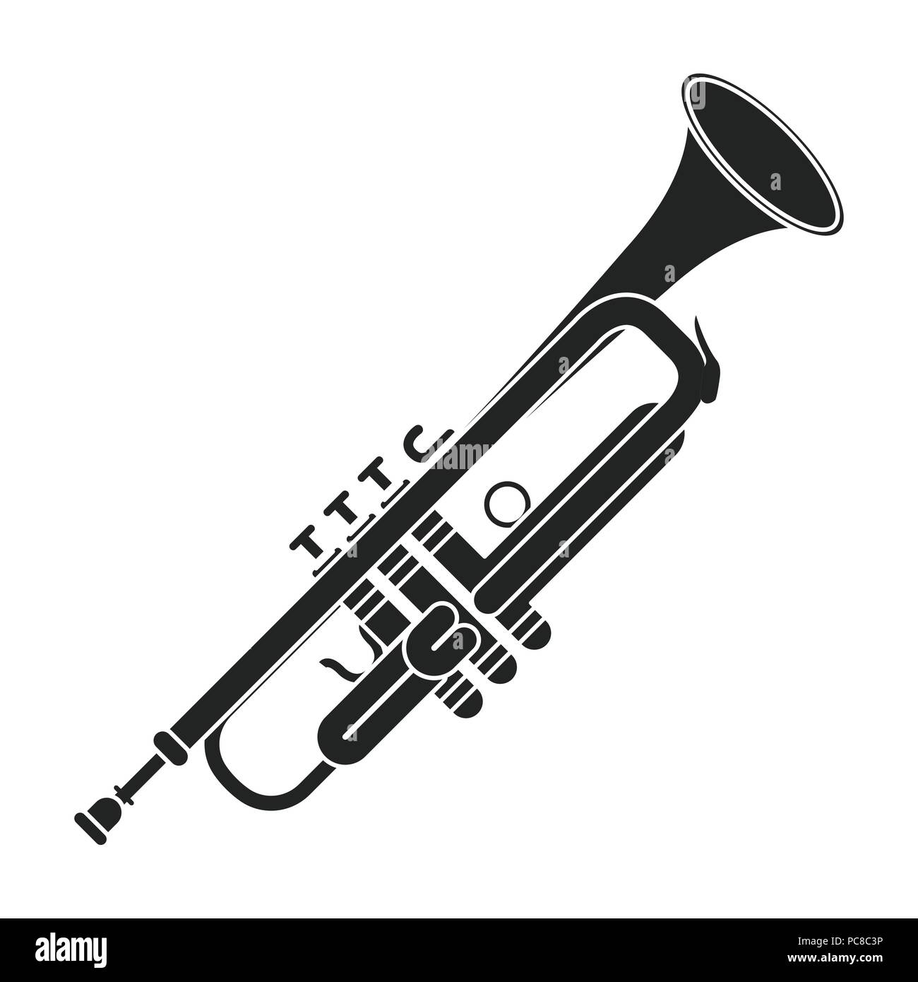 Trumpet icon in black style isolated on white background. Musical ...