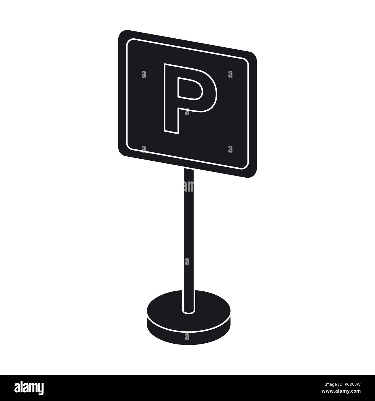 Parking sign icon in black design isolated on white background. Parking ...