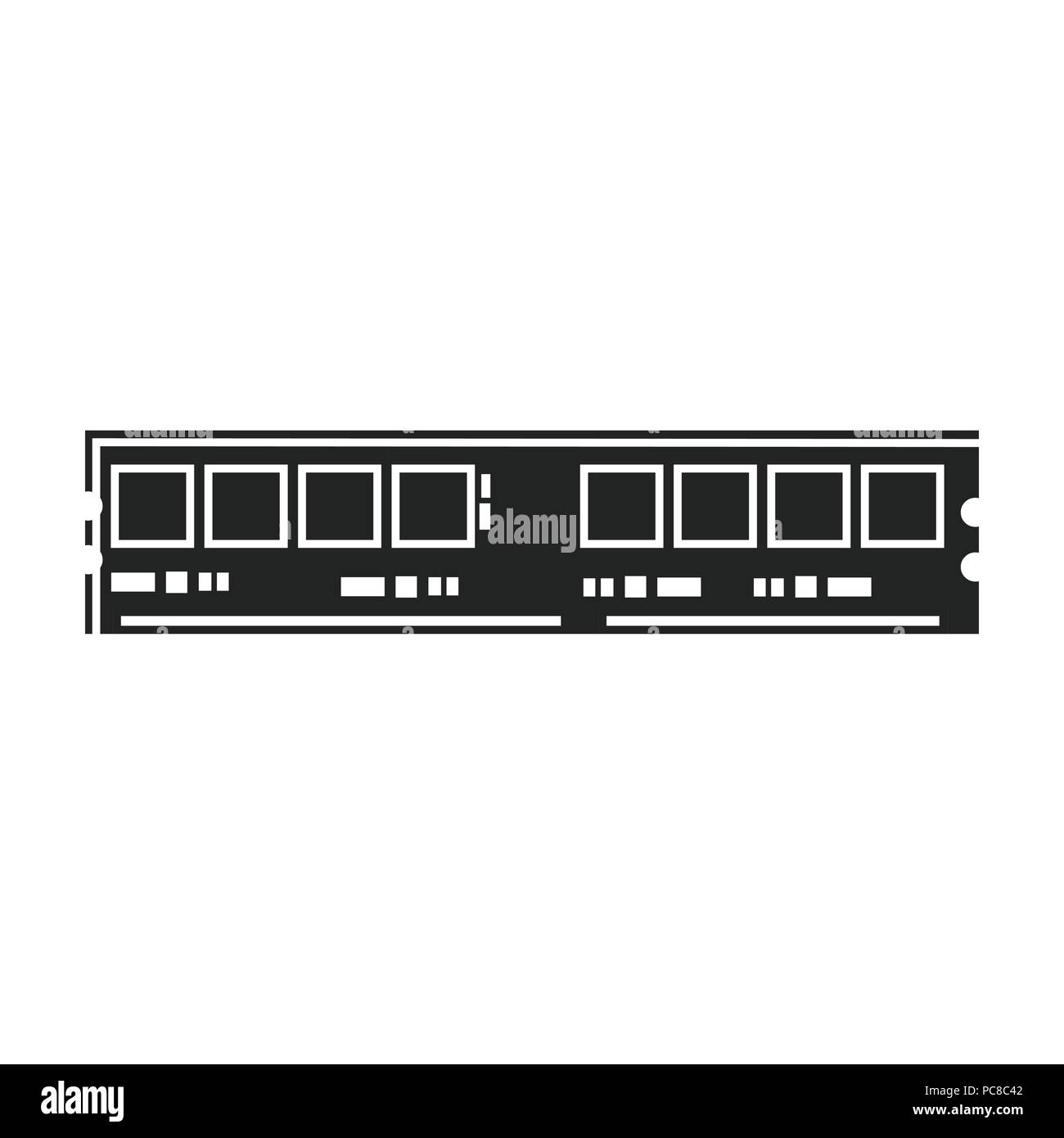 Ram Icon In Black Style Isolated On White Background Personal Computer Symbol Vector