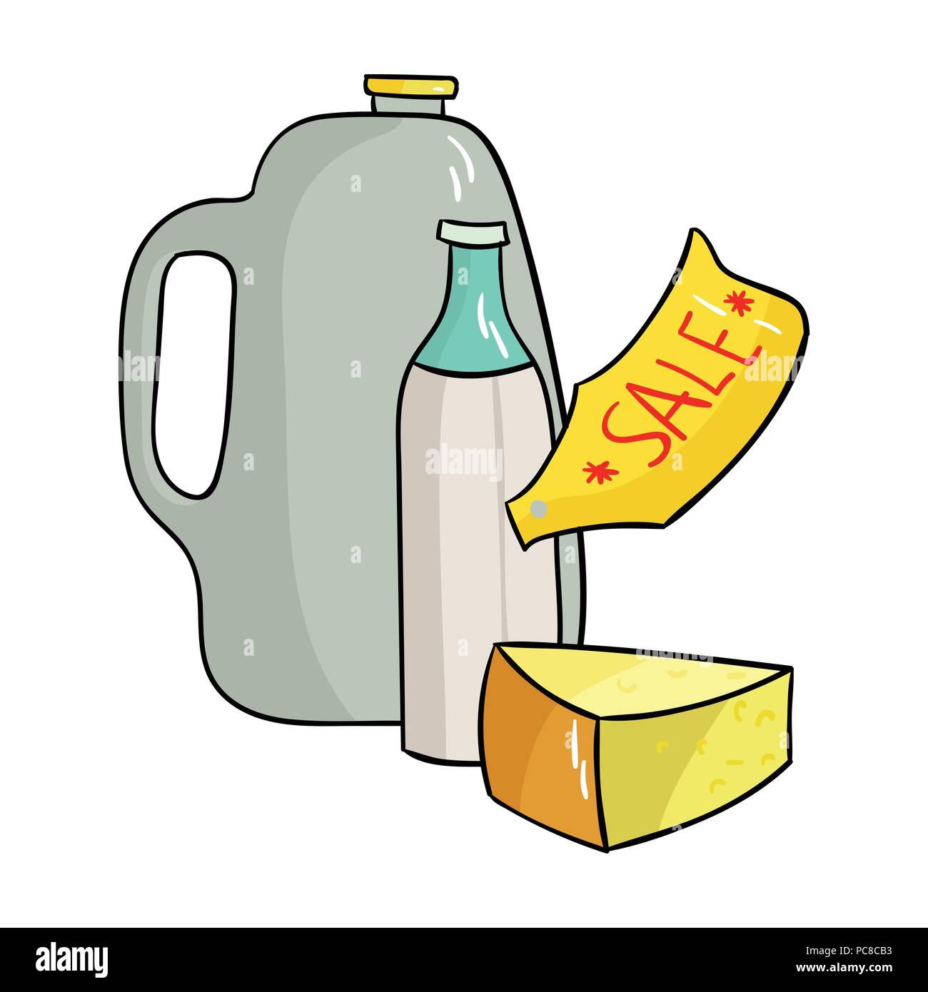 Grocery discount icon in cartoon design isolated on white background ...
