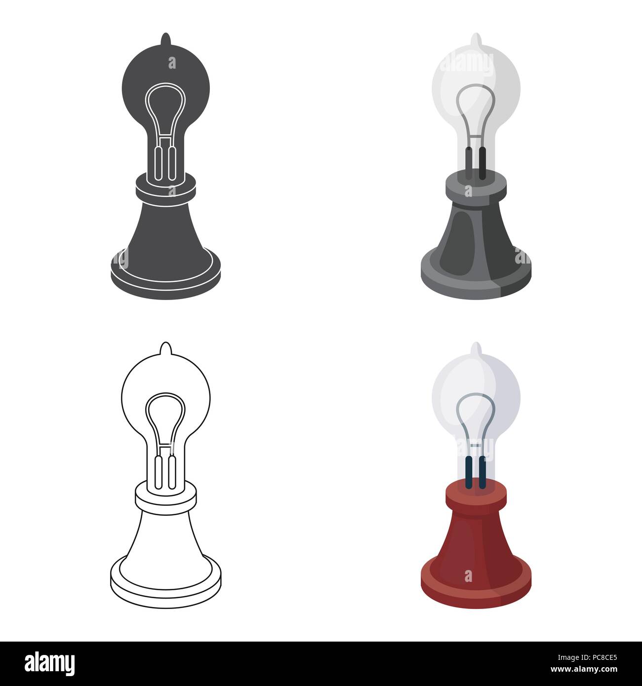 Edison's lamp icon in cartoon style isolated on white background. Light ...