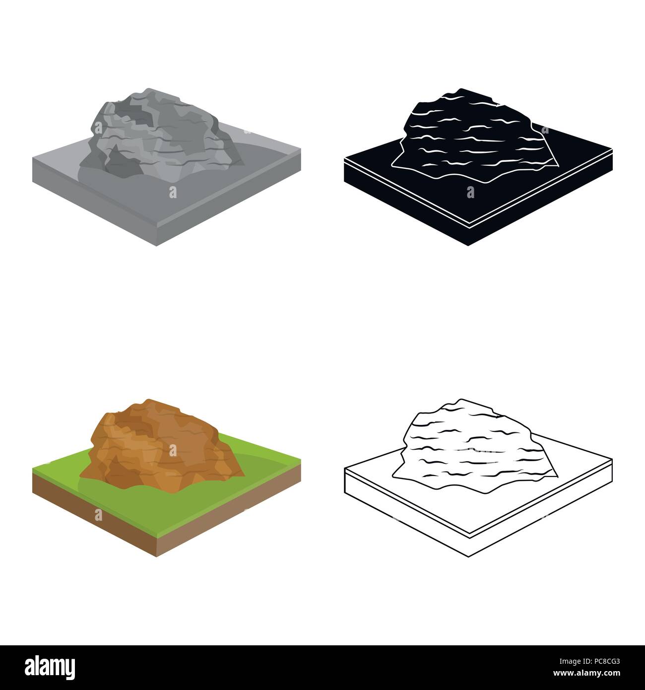 Mountains, rocks and landscape. Relief and mountains single icon in ...