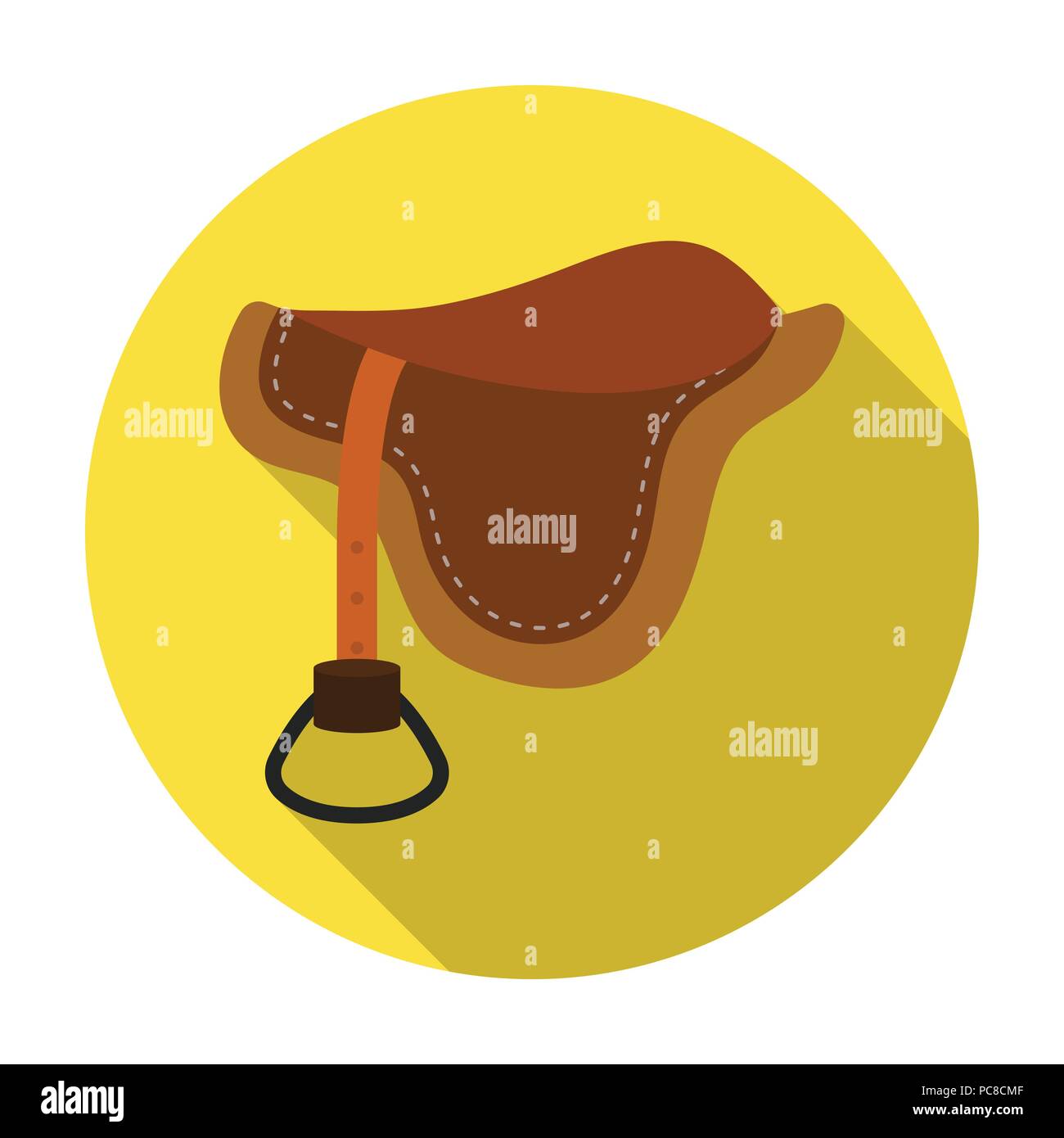 Saddle icon in flat design isolated on white background. Hippodrome and ...