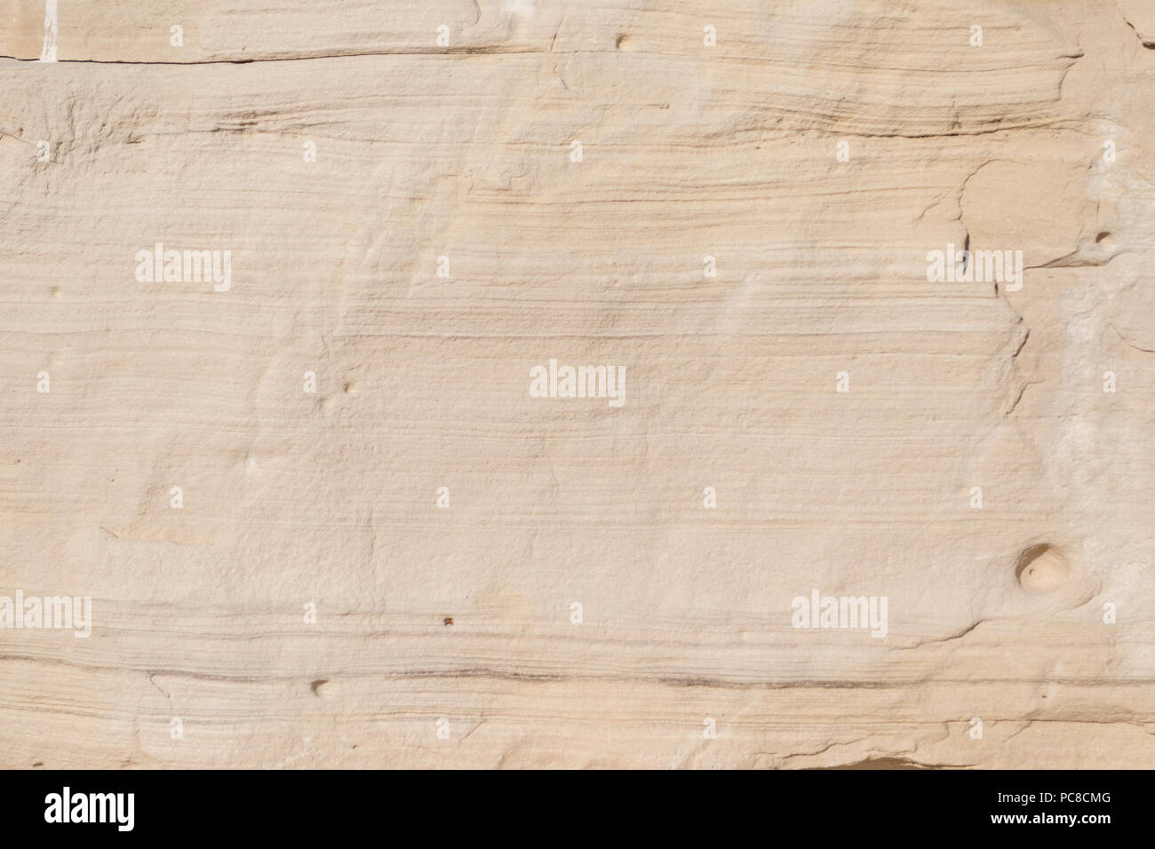 Closeup limestone rock face showing weathered strata for a geological ...