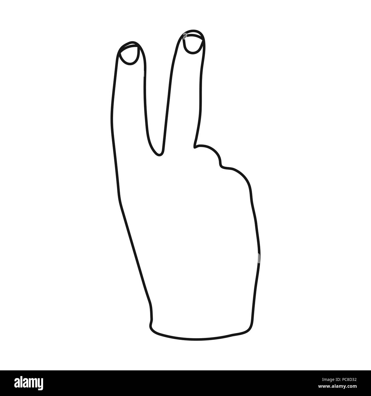 Victory sign icon in outline style isolated on white background. Hand ...