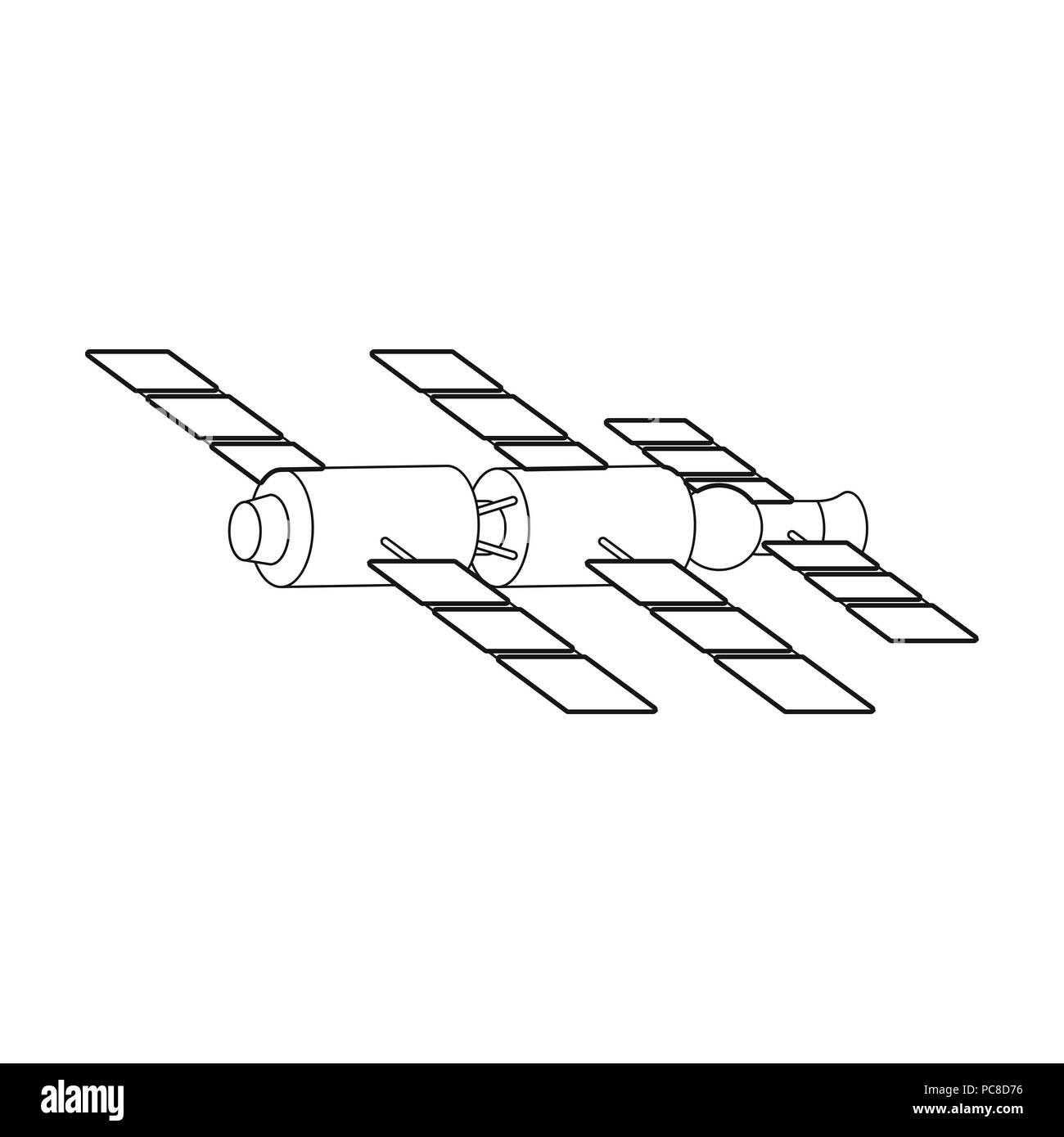 Docking of a space station in orbit. Space technology single icon in ...