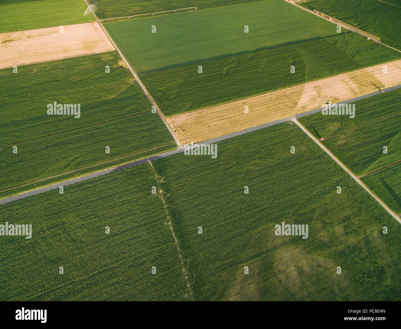 aerial view of green agricultural fields in summer, europe Stock Photo ...