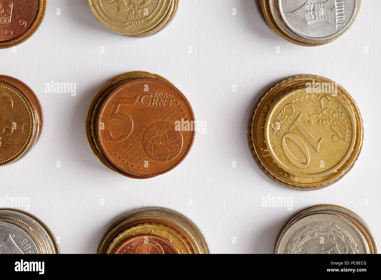 Top view stacks coins hi-res stock photography and images - Alamy