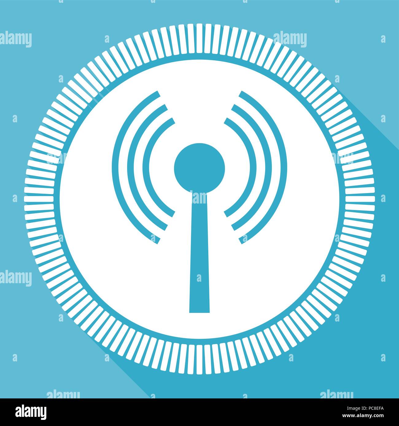 Wifi editable flat vector icon, wireless square web button, blue ...