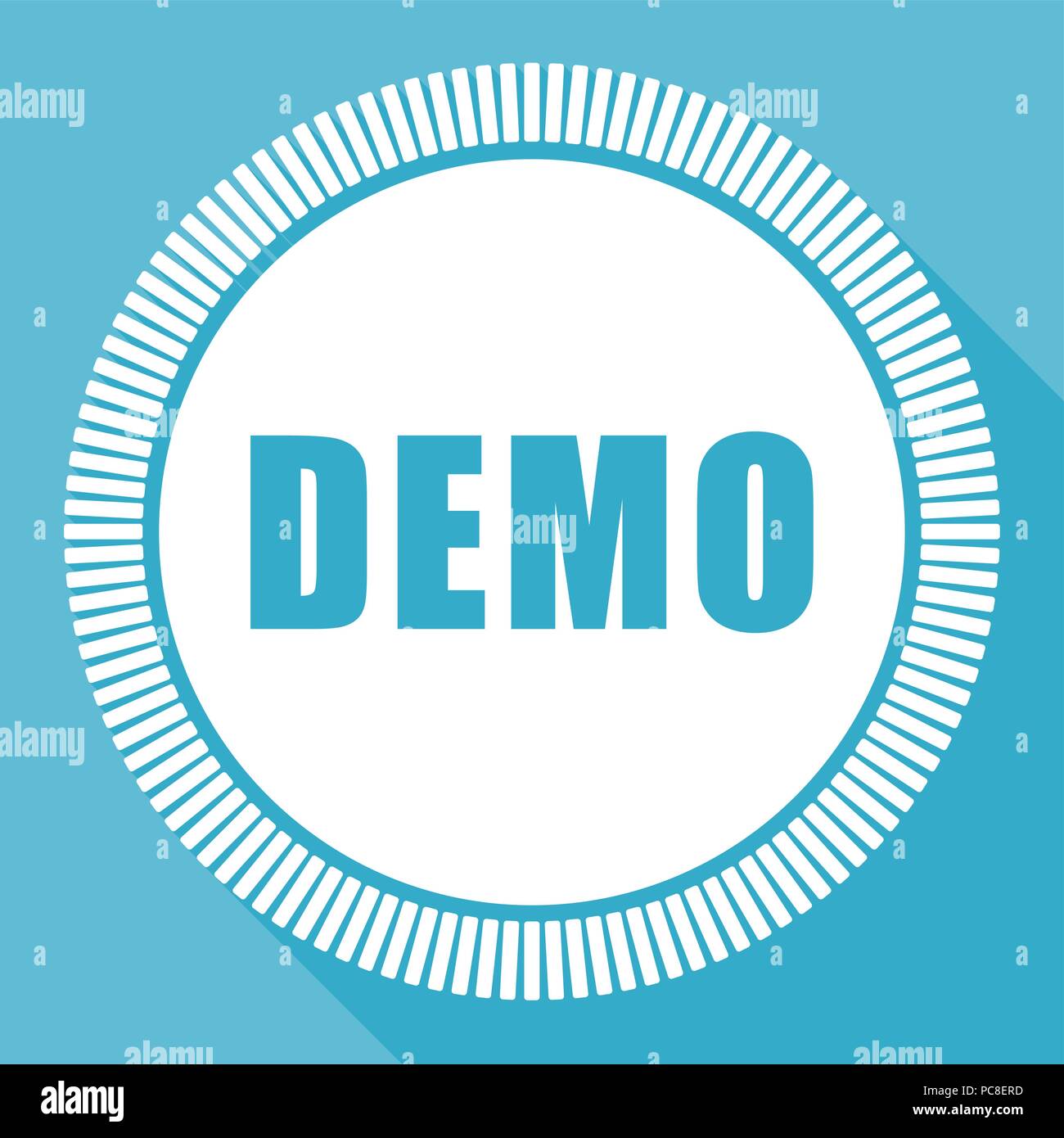 Demo editable flat vector icon, square web button, blue computer and ...