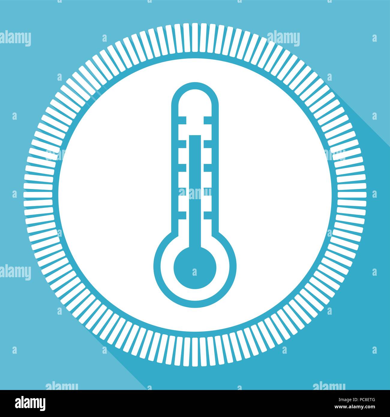 Thermometer editable flat vector icon, square web button, blue computer ...