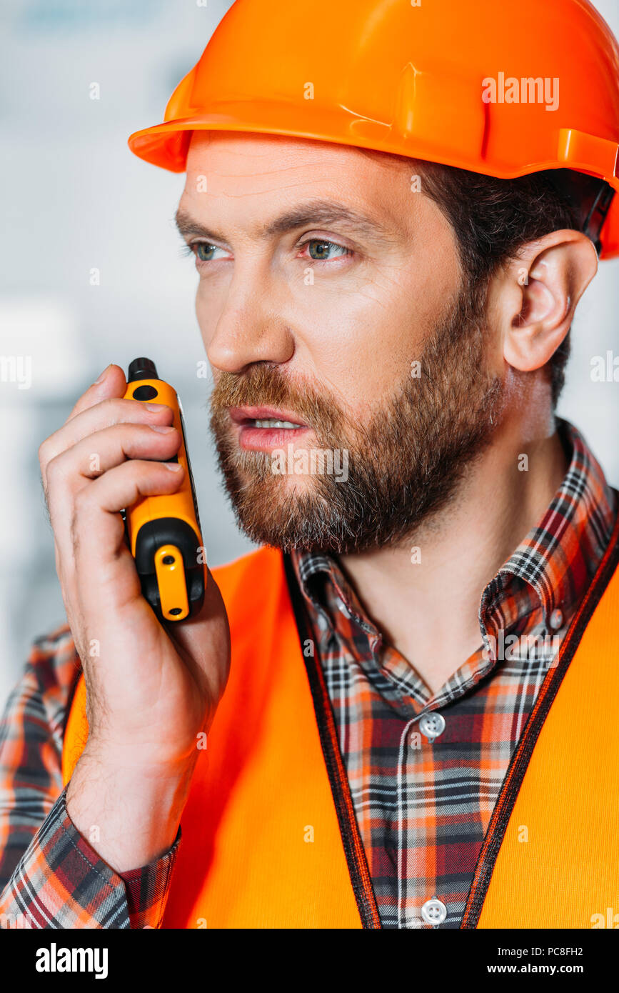 Factory using walkie talkie hi-res stock photography and images - Alamy