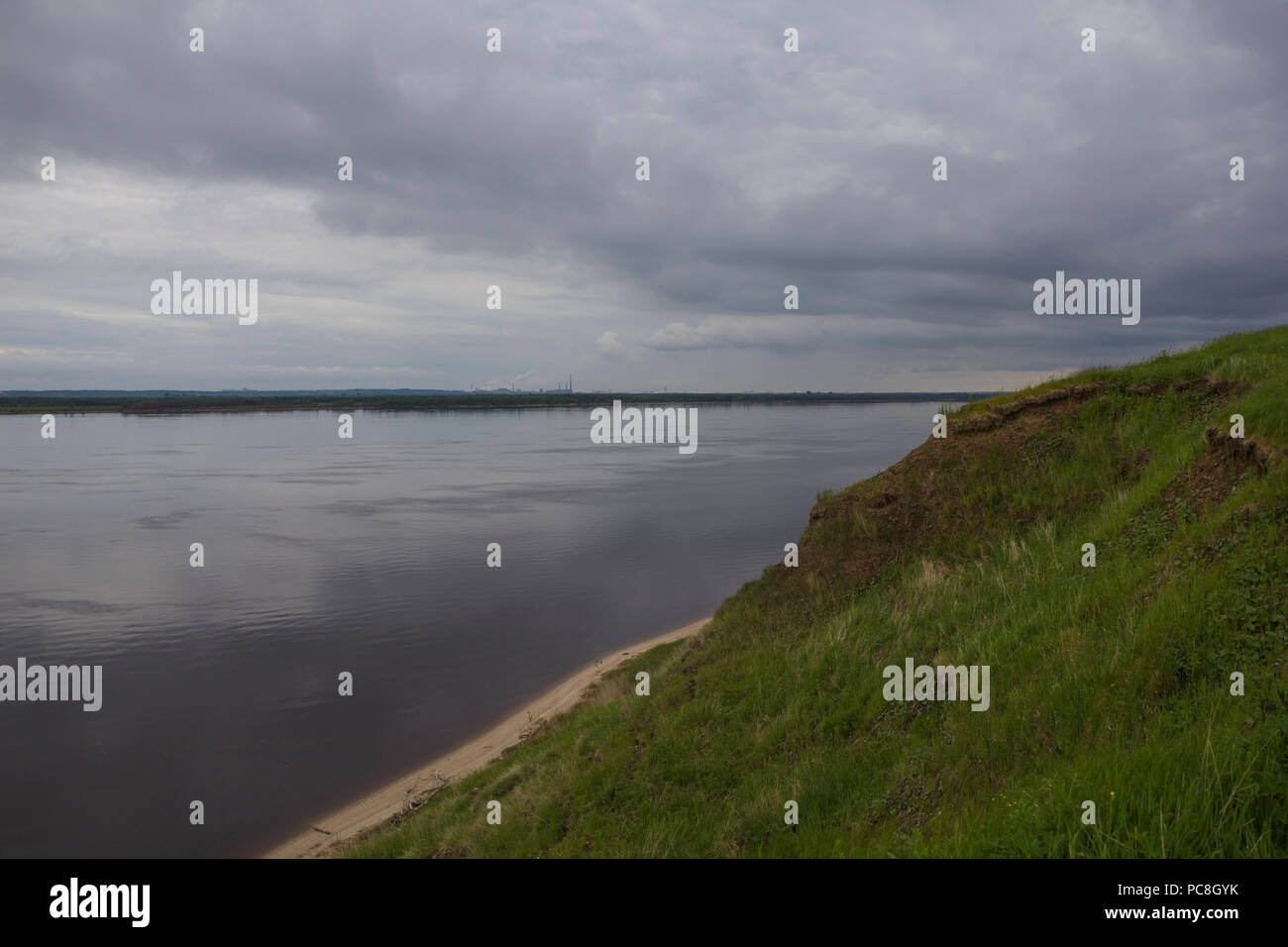 A high steep bank and a view of a large river. Space Stock Photo - Alamy