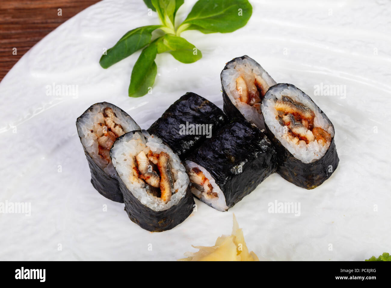 Maki roll Unagi with eel Stock Photo - Alamy