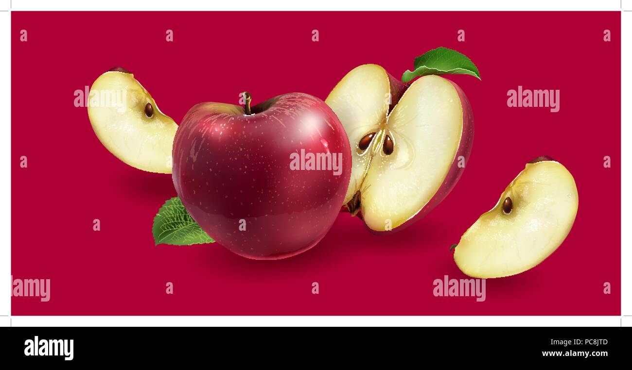 Background red ripe apples Stock Vector Images - Alamy
