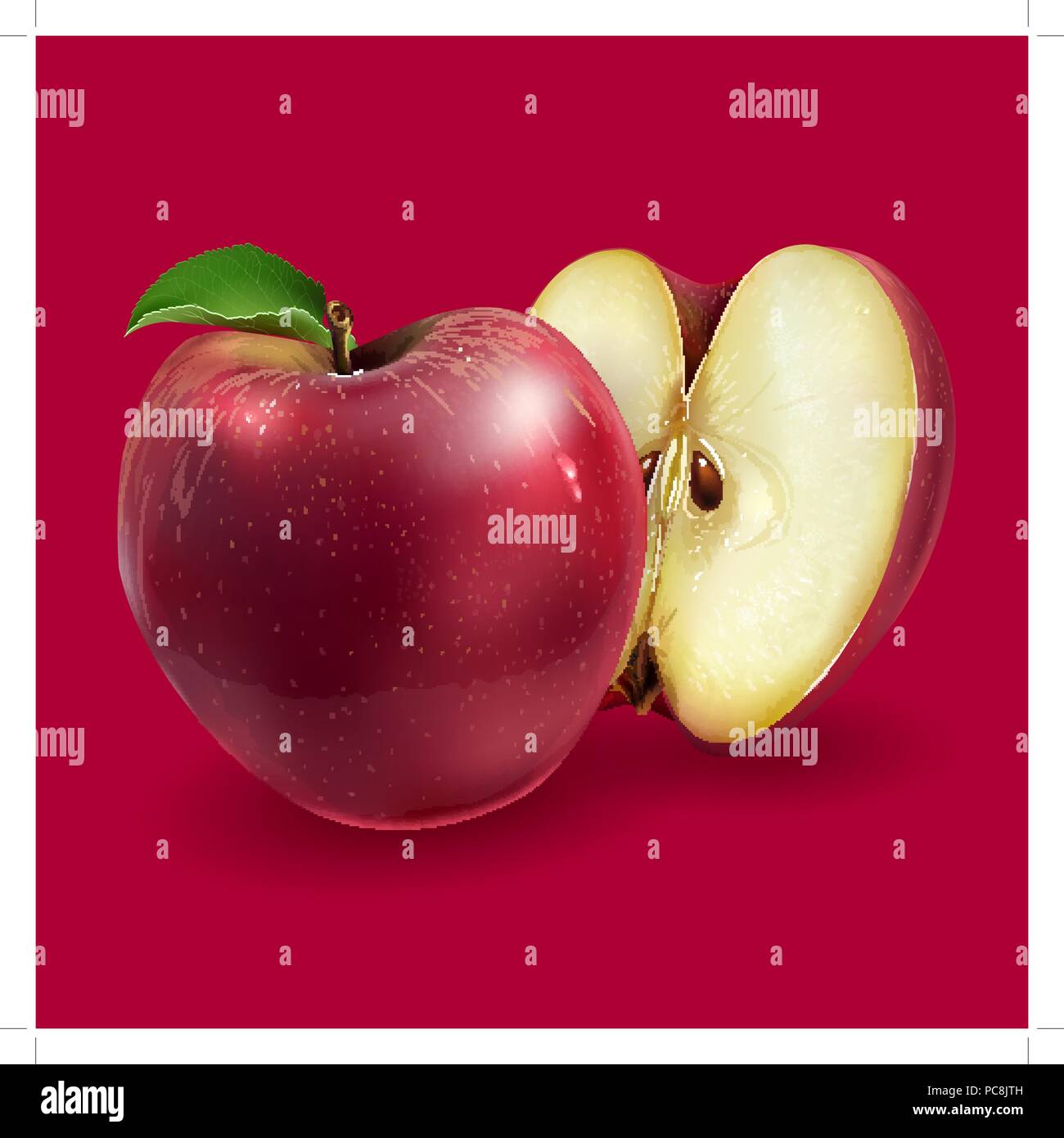 Natural red apples on Stock Vector Images - Alamy