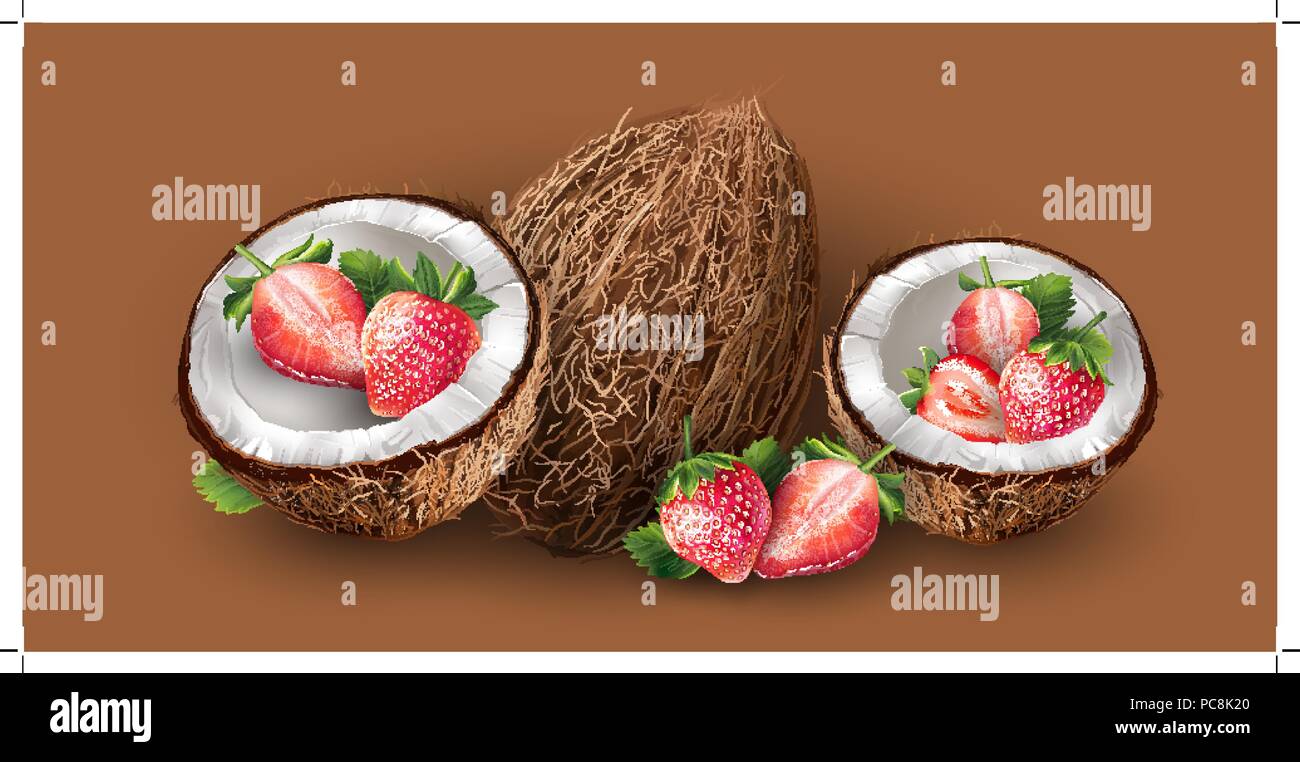 Coconut strawberry Stock Vector Images - Alamy