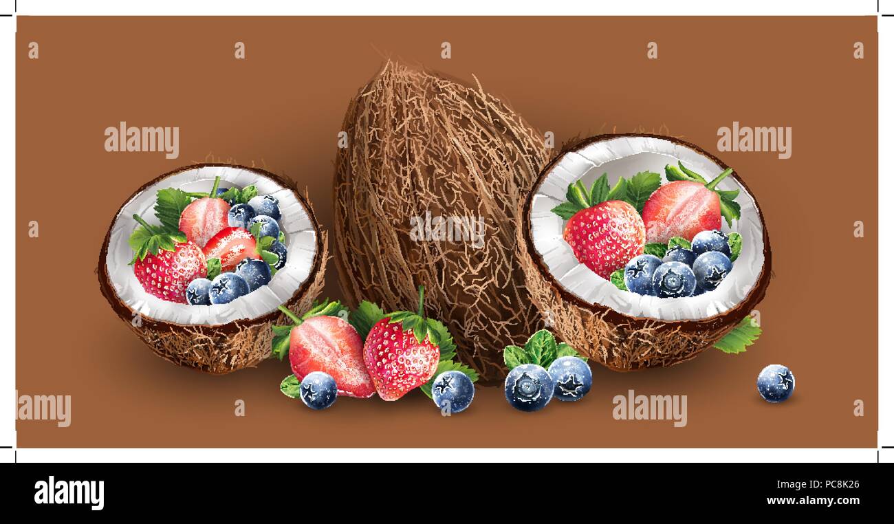 Coconut strawberry Stock Vector Images - Alamy