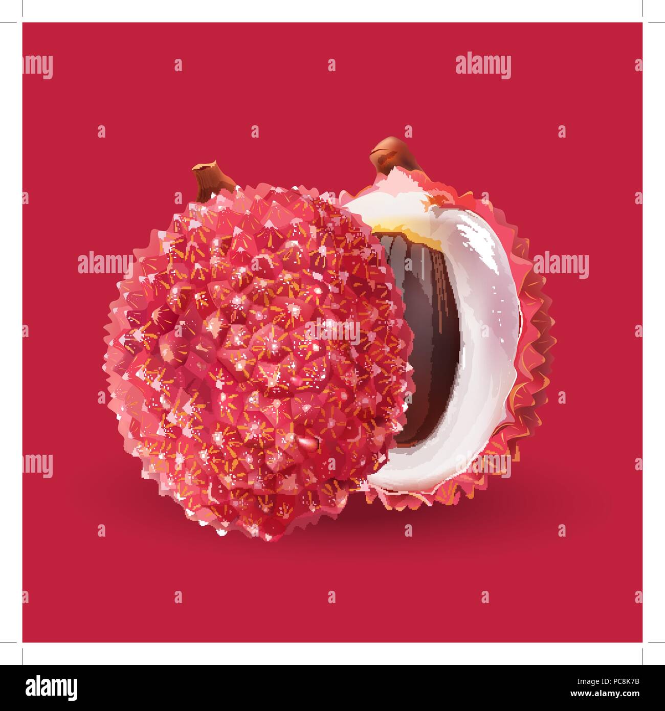 Lichee on red background Stock Vector Image & Art - Alamy