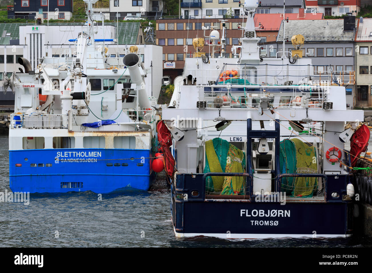 Fishing boats, Honningsvag Town,Mageroya Island, Finnmark County ...