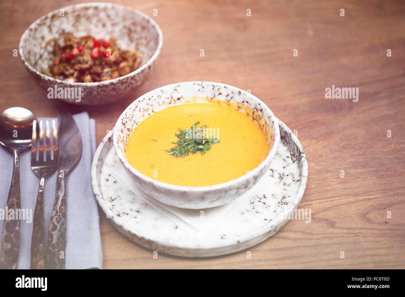 Traditional Georgian restaurant food. Gourmet Caucasian menu in cafe ...