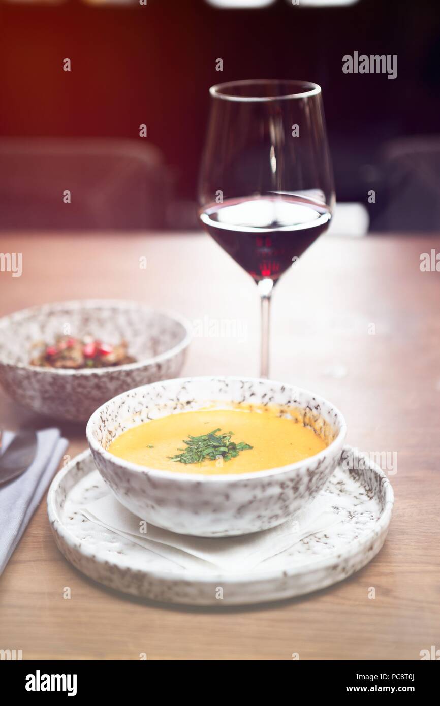 Traditional Georgian restaurant food. Gourmet Caucasian menu in cafe ...
