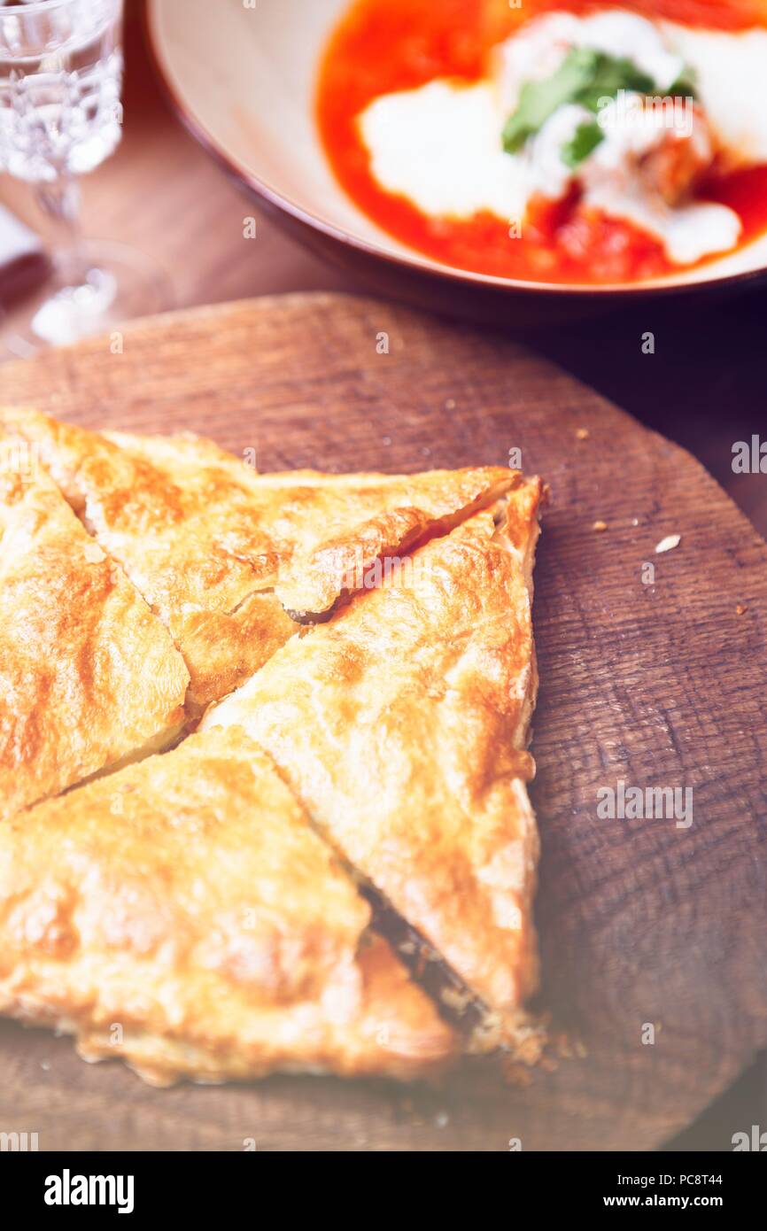 Traditional Georgian restaurant food. Gourmet Caucasian menu in cafe ...
