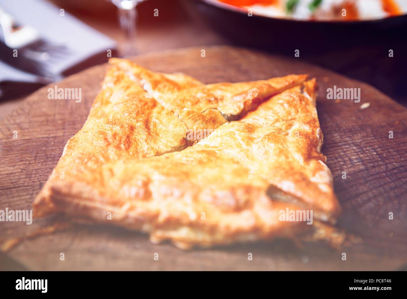 Traditional Georgian bakery products in restaurant on wooden dish Stock ...