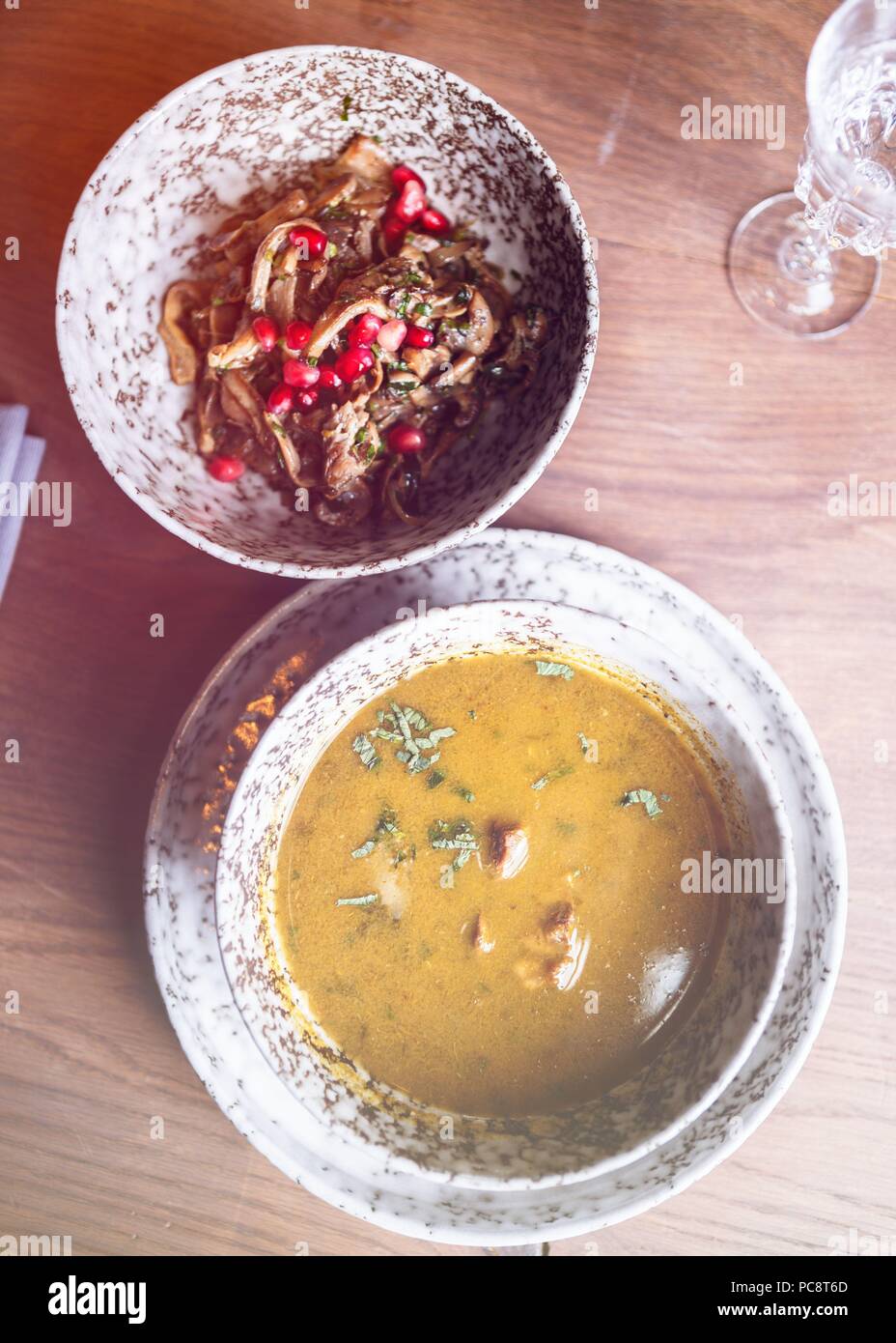 Traditional Georgian restaurant food. Gourmet Caucasian menu in cafe ...