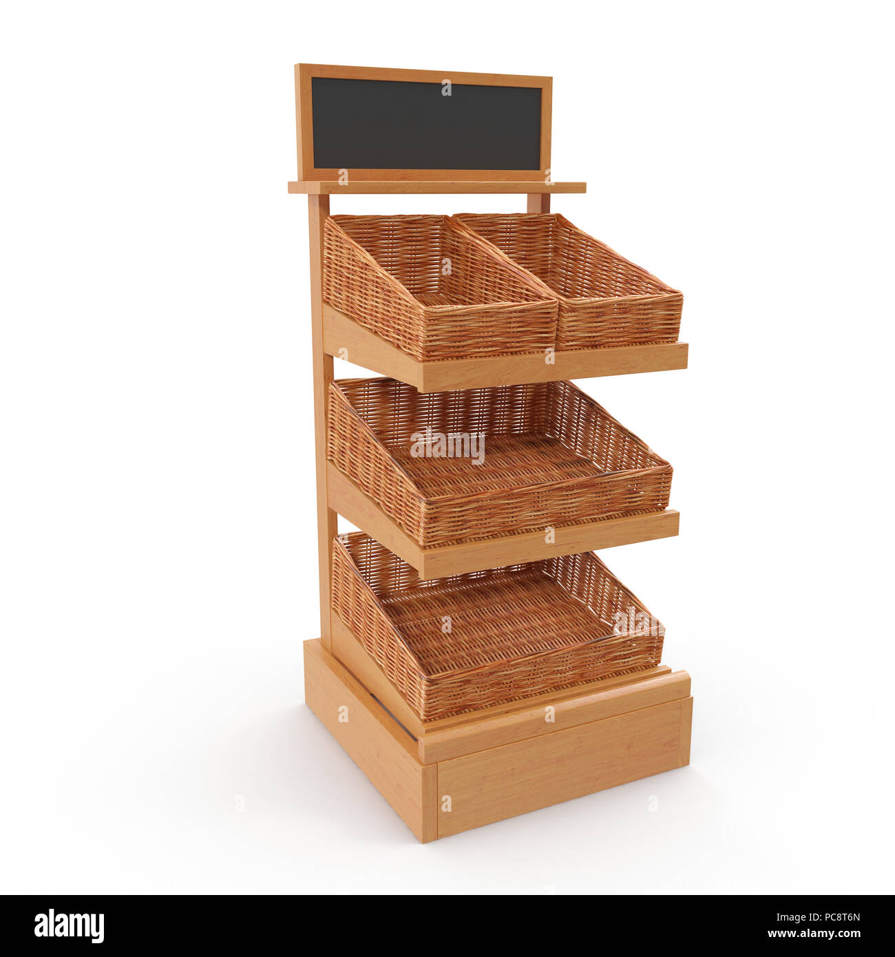 Rattan Bakery Display Shelves on white. 3D illustration Stock Photo - Alamy