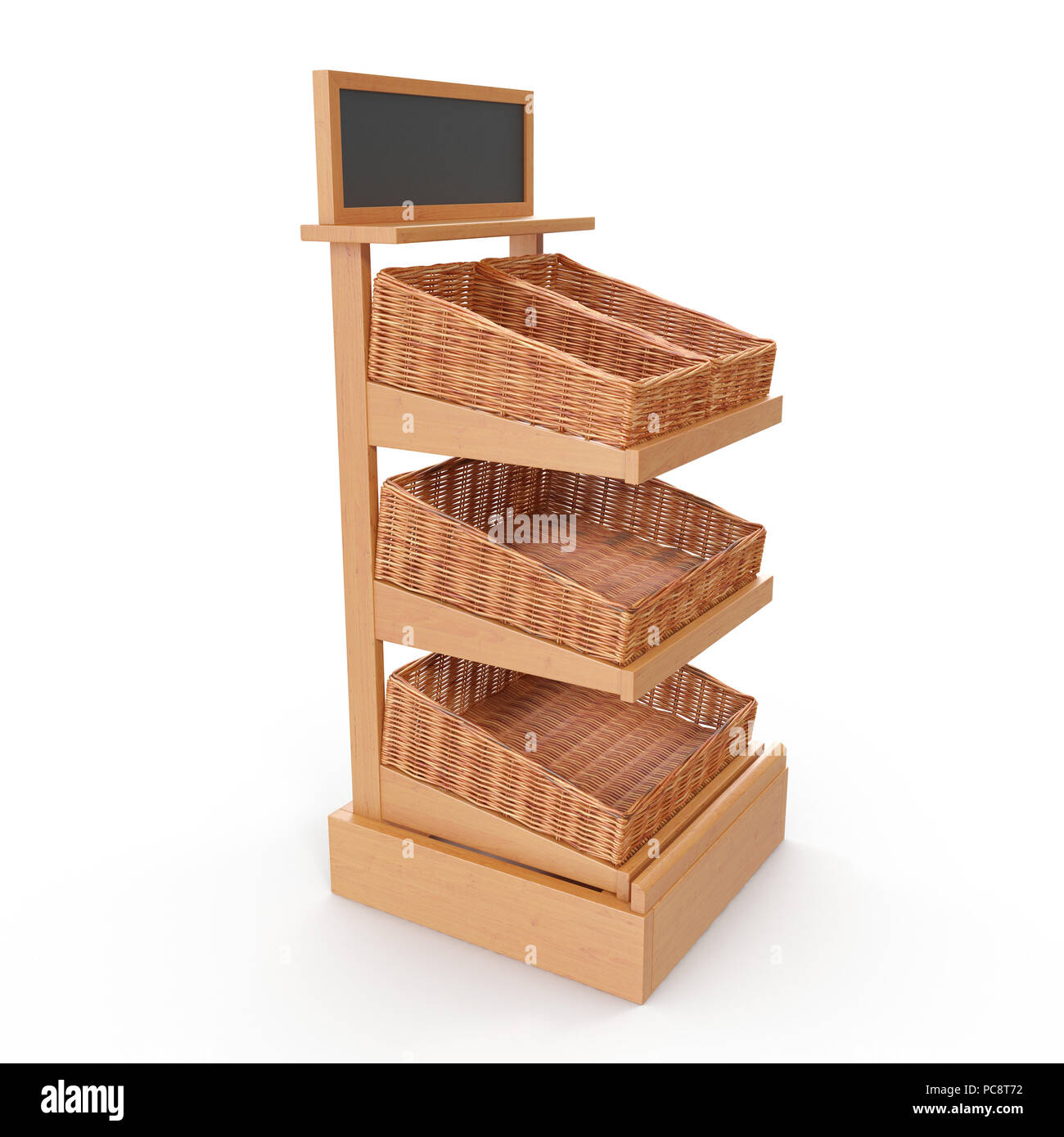 Rattan Bakery Display Shelves on white. 3D illustration Stock Photo - Alamy