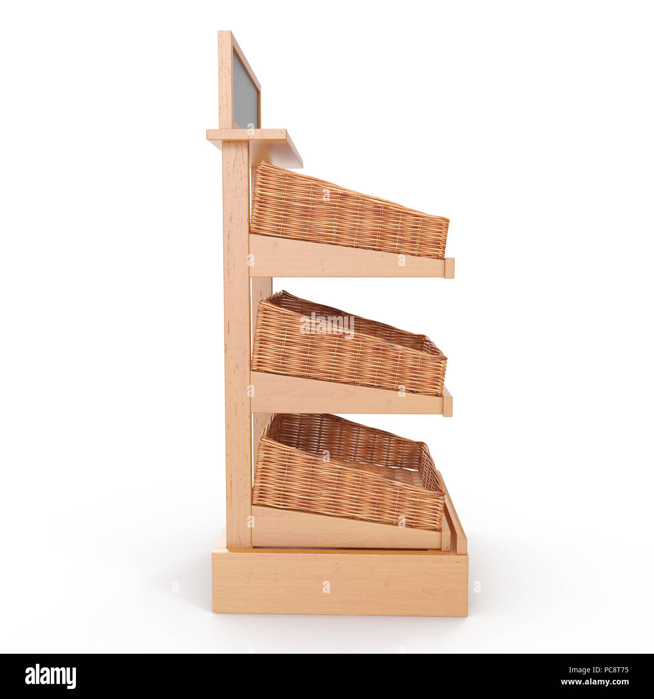 Rattan Bakery Display Shelves on white. 3D illustration Stock Photo - Alamy