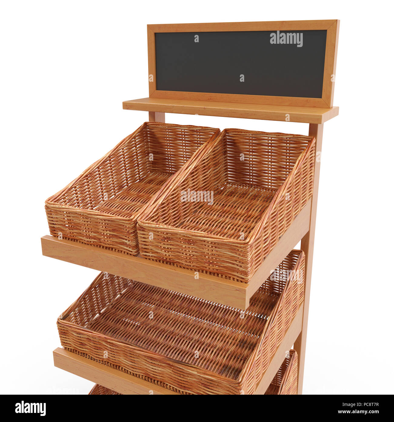 Rattan Bakery Display Shelves on white. 3D illustration Stock Photo - Alamy