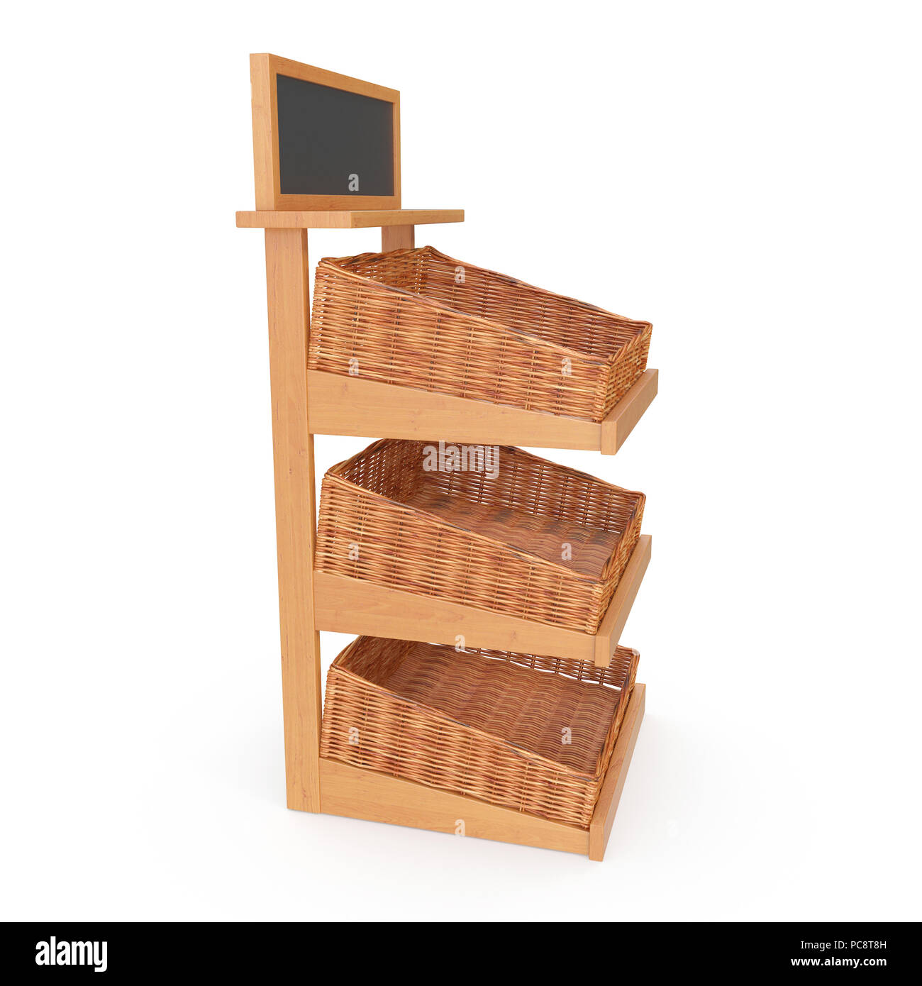 Rattan Bakery Display Shelves on white. 3D illustration Stock Photo - Alamy