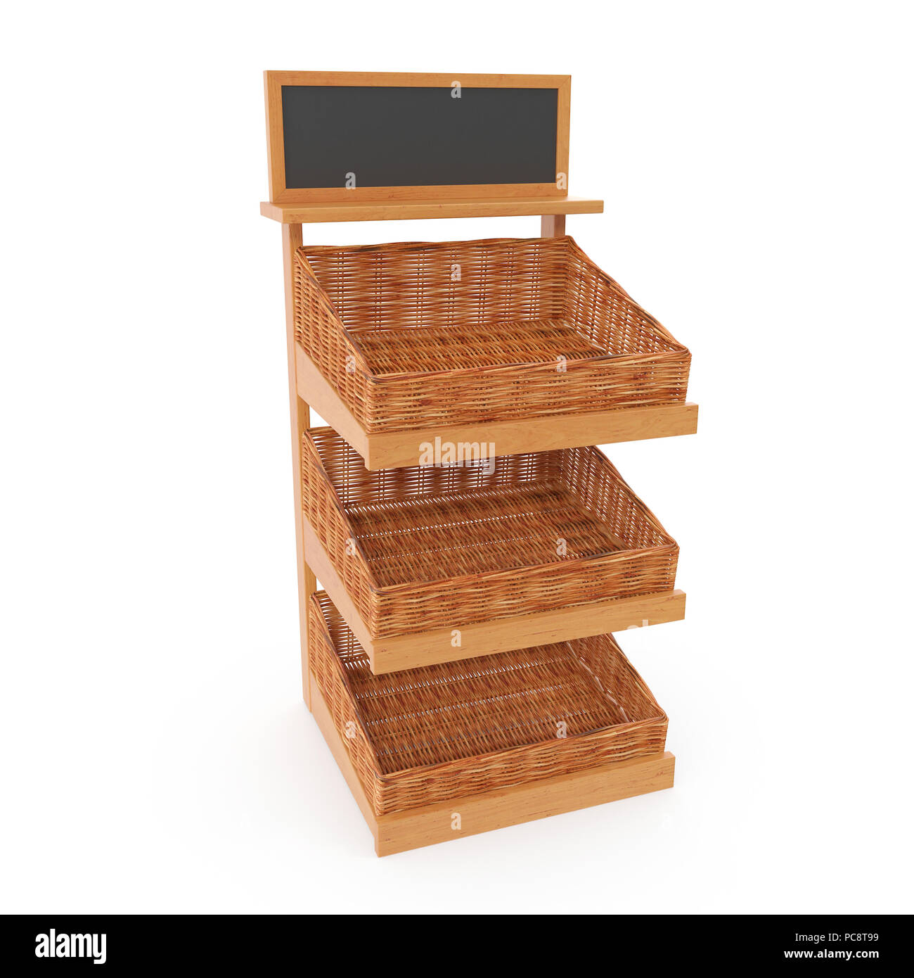 Rattan Bakery Display Shelves on white. 3D illustration Stock Photo - Alamy
