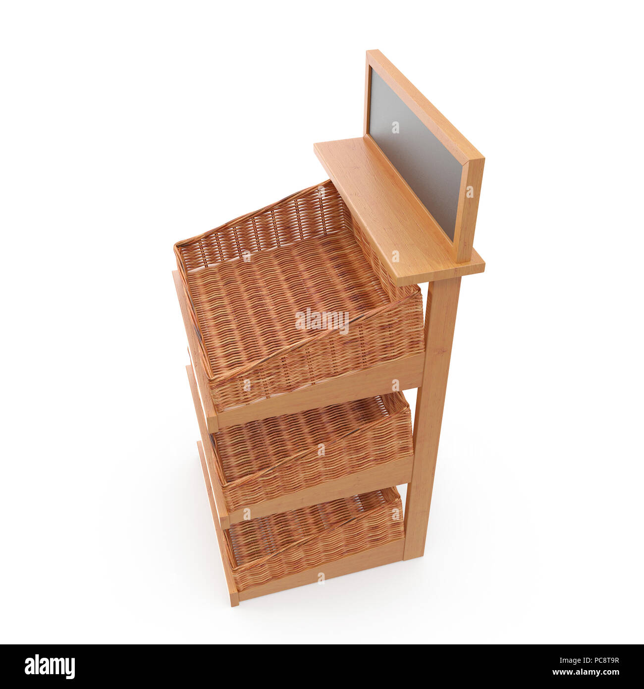 Rattan Bakery Display Shelves on white. 3D illustration Stock Photo - Alamy