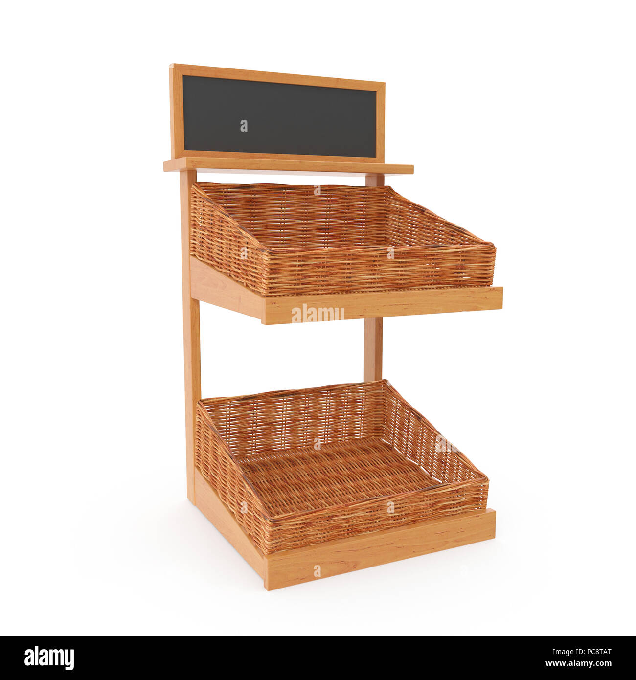 Rattan Bakery Display Shelves on white. 3D illustration Stock Photo - Alamy