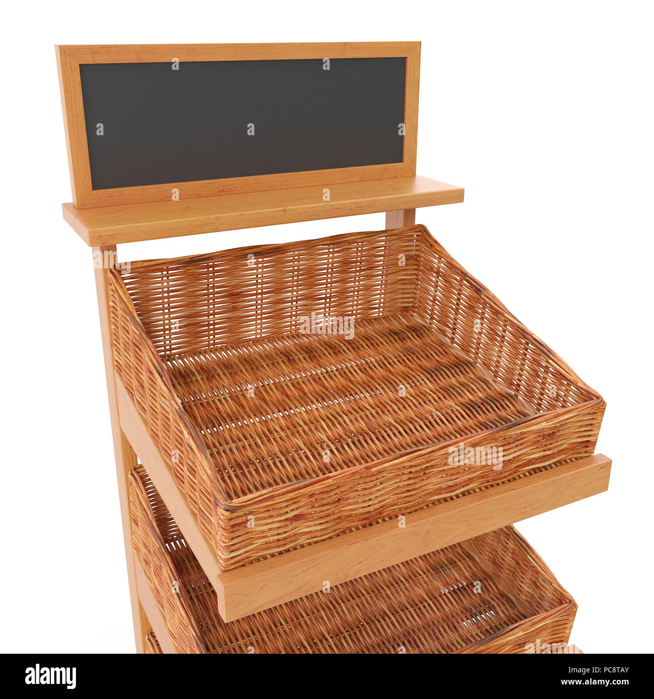 Rattan Bakery Display Shelves on white. 3D illustration Stock Photo - Alamy