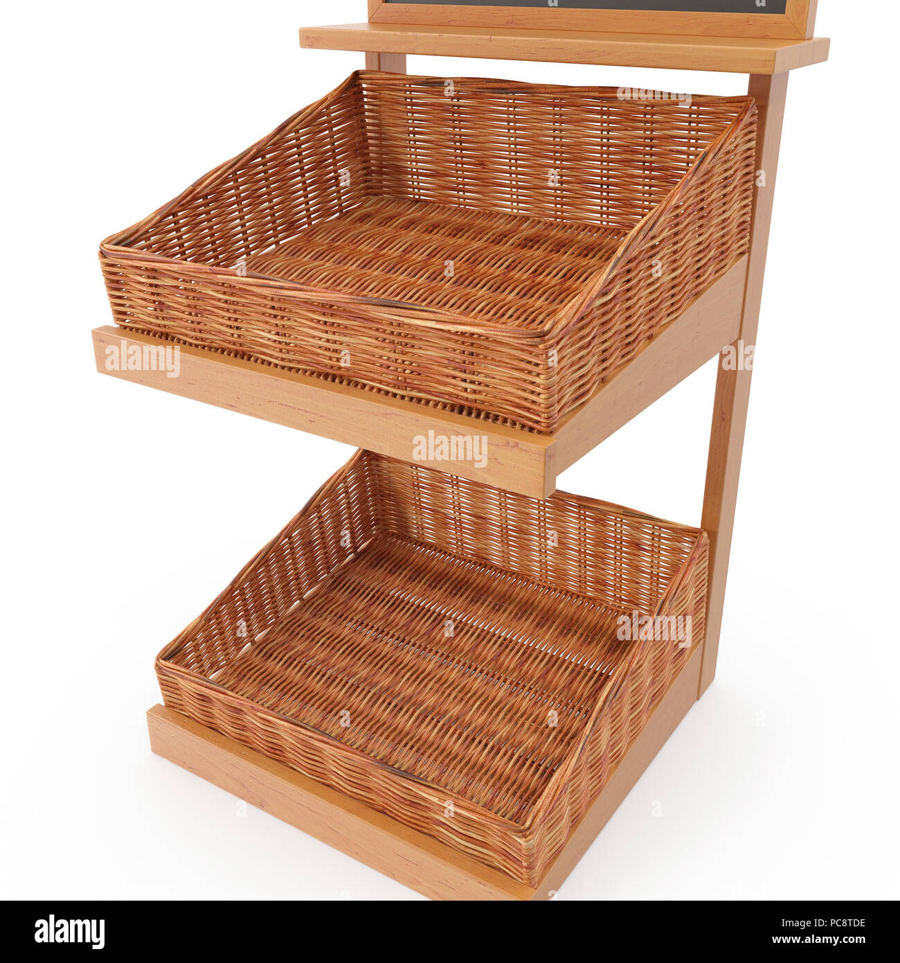 Rattan Bakery Display Shelves on white. 3D illustration Stock Photo - Alamy