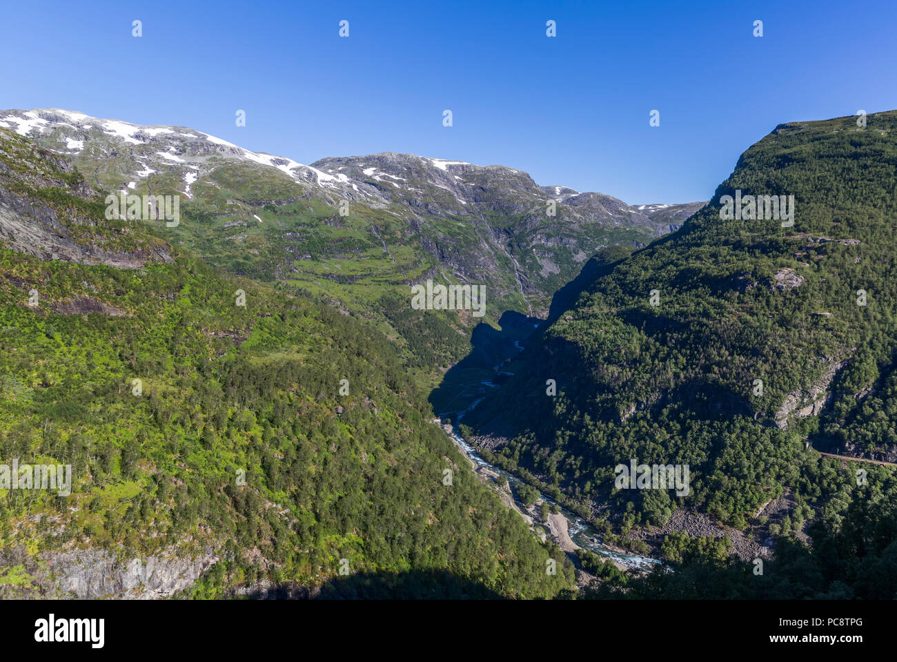 Aerial view of Flam valley in Norway Stock Photo - Alamy