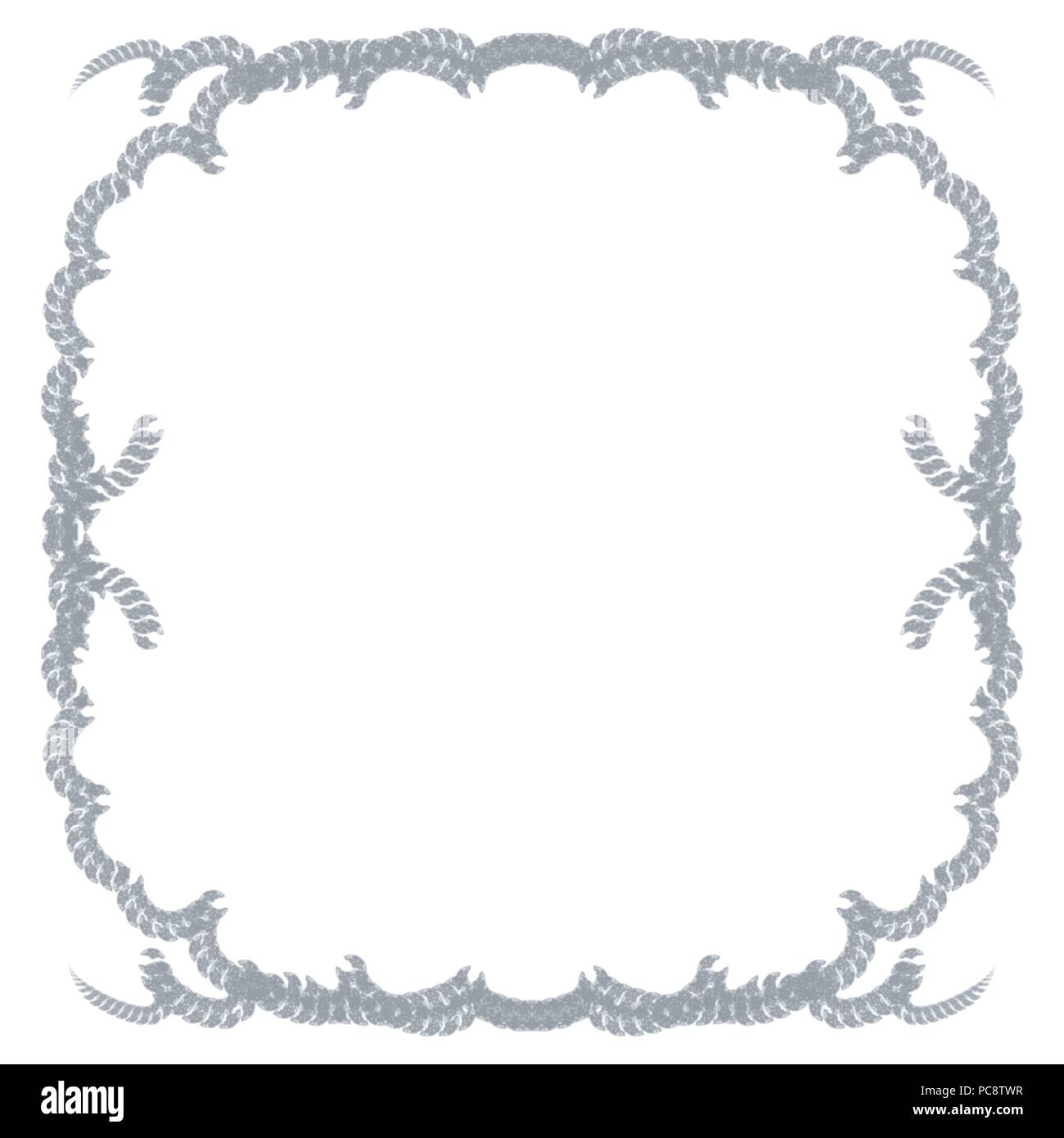 grey rope chain watercolor frame border pattern, vector illustration ...