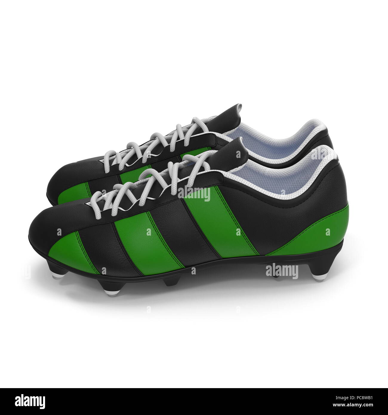 Football boots on white. 3D illustration Stock Photo - Alamy